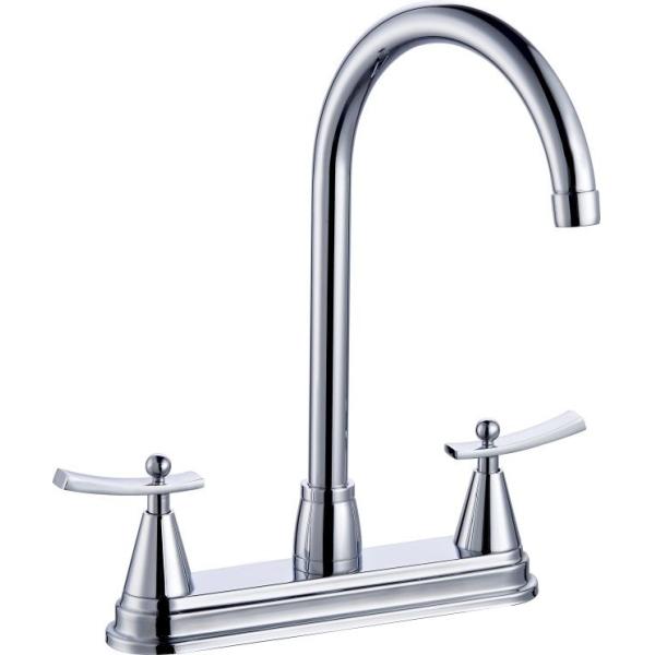 Quality Polished Chrome Centerset Kitchen Faucet 2 Handle Drip Free for sale