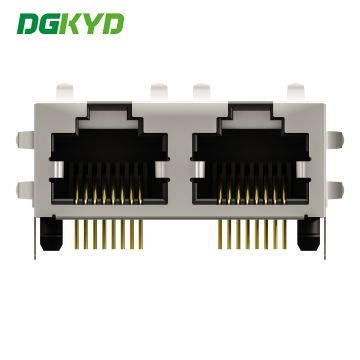 Quality Tab UP Ganged Double Port Magnetic Modular Jack Cat5e Rj45 Keystone Connector for sale