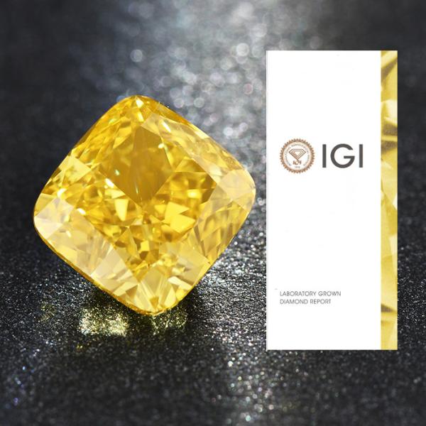 Quality Cushion Cut HPHT Synthetic Yellow Lab Diamond Lab Grown 2ct-3ct for sale