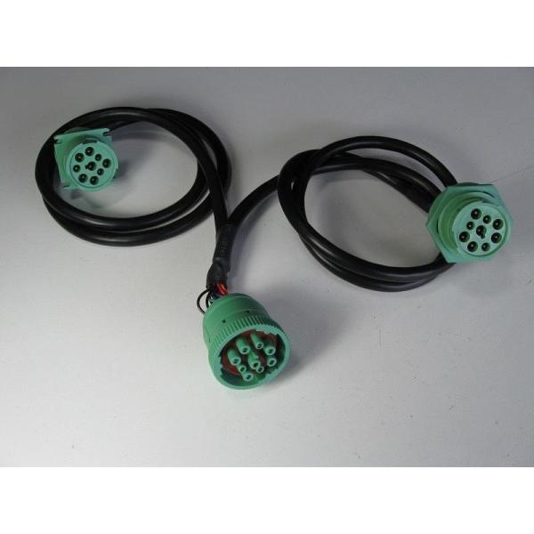 Quality Green Deutsch 9-Pin J1939 Female to J1939 Male and Threaded J1939 Male Y Cable for sale