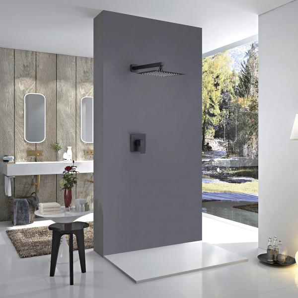 Quality Matte Black Luxury Rain Bathroom Shower Faucets Mixer Set for sale
