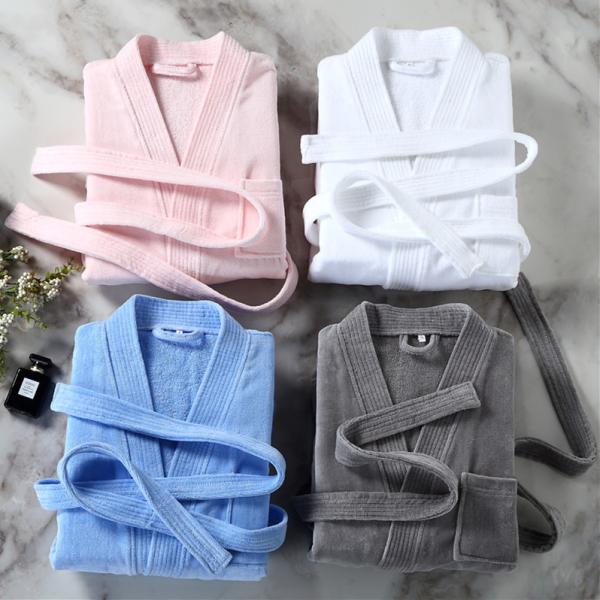 Quality Unisex Cotton Terry Bathrobe Soft With Pure Colour Pattern Durable Stitching for sale