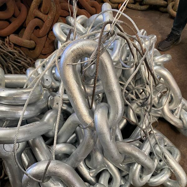 Quality 84mm High - Strength Alloy Steel Spray Paint Stud Link Anchor Chain Vessel Positioning for sale