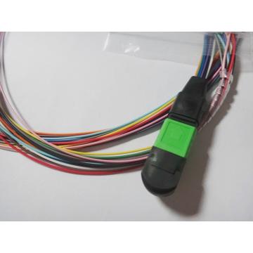 Quality MPO LC Fiber Optic Patch Cord Flat Round with 12core Ribbon Cable for sale