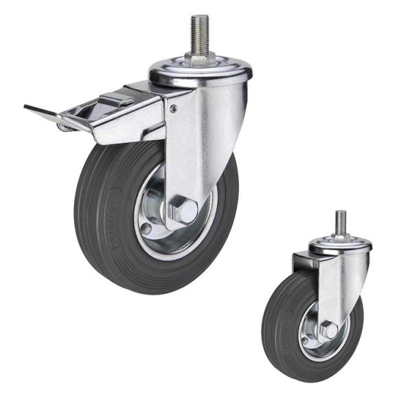 Quality 200x50mm 440lbs Loading Rubber Casters With Threaded Stem for sale