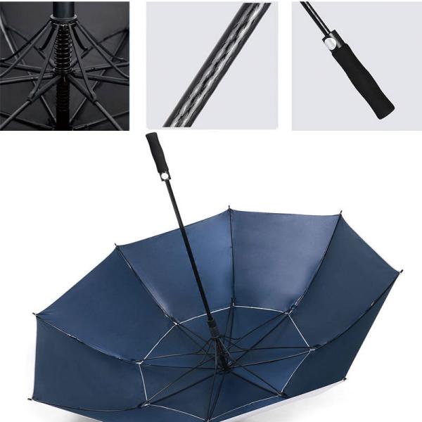 Quality Windproof UV Blocking Golf Umbrella with All-fiber Ribs and False Double Layer for sale