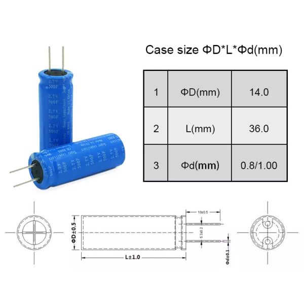 Quality Practical 0.25A Supercapacitor Battery For Solar Storage Radial Terminal for sale