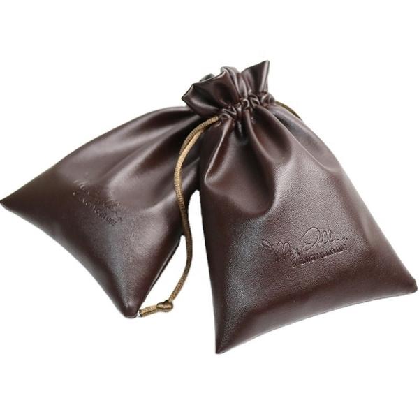 Quality Medium Size Custom Logo PU Leather Jewelry Pouch Drawstring Bag for High Class Storage for sale