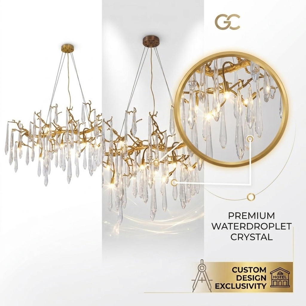 Quality Custom Crystal Ring Chandelier Circular Ceiling Pendant Light For Luxury Villa Living Room Hotel Lobby for sale
