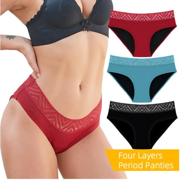 Quality Washable Period Panties For Heavy Flow Plus Size 4xl 4 Layer Leak Proof Menstrual Underwear for sale
