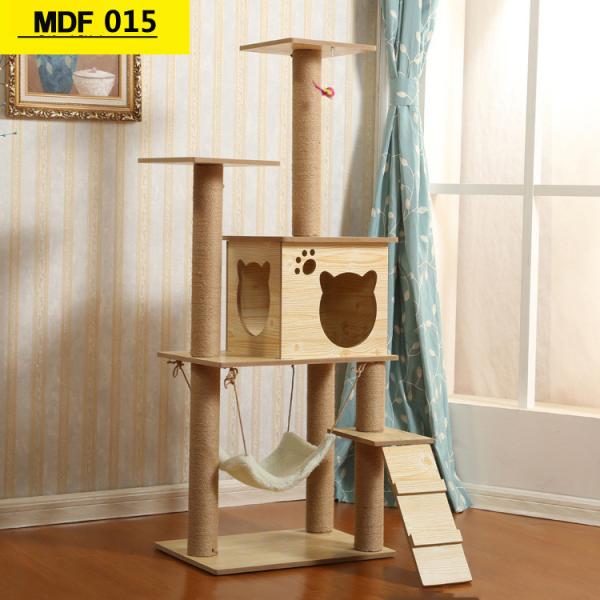 Quality Soft Plush Detachable MDF Wooden Cat Tree for sale