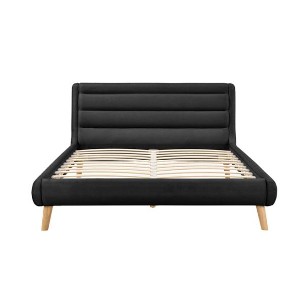 Quality FSC OEM Black Linen Upholstered Queen Bed Fabric Cover for sale