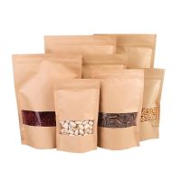 Quality Custom Biodegradable Brown Stand Up Pouches With Zipper And Window For Food for sale