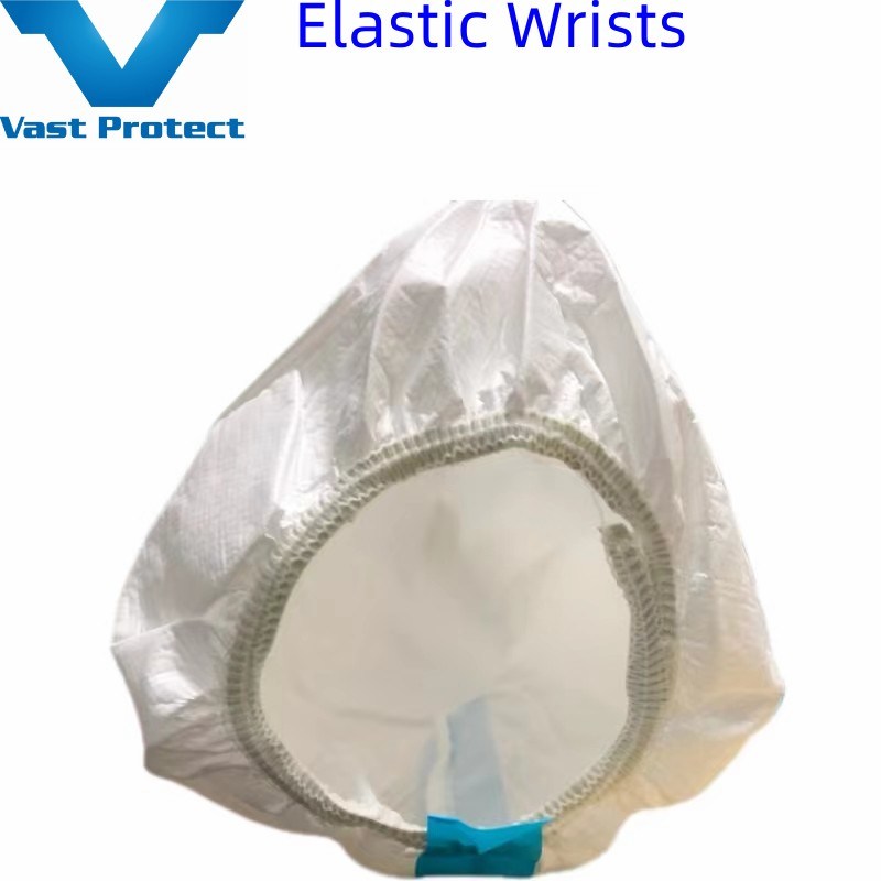 Hooded Breathable Disposable White with Blue Tape Micro Film Suit