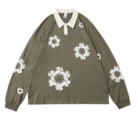 Quality Small Quantity Clothing Manufacturer Casual Long Sleeve Puff Print Snowflake for sale