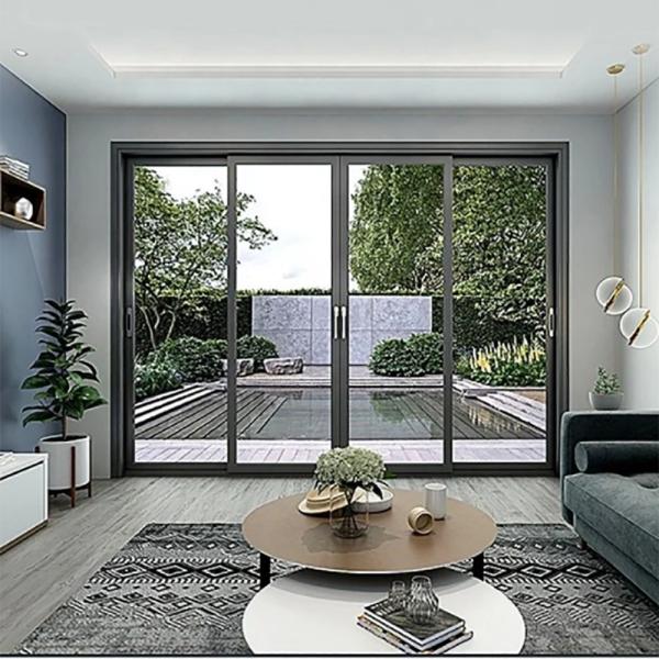Quality SKATE Aluminium Narrow Frame Glass Double Sliding Doors With Rolling Pull for sale