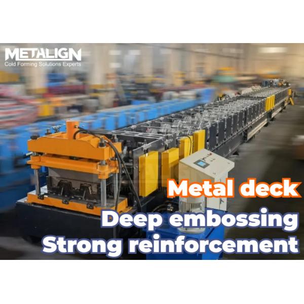 Quality Adjustable Metal Floor Deck Roll Forming Machine With Embossing And Waste Edge for sale