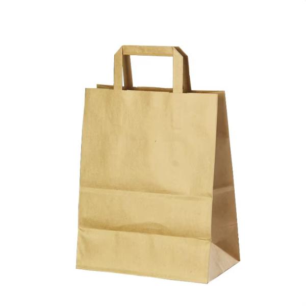 Quality Custom Logo Printing Flat Bottom Paper Bag Recyclable Brown Kraft Bag for sale