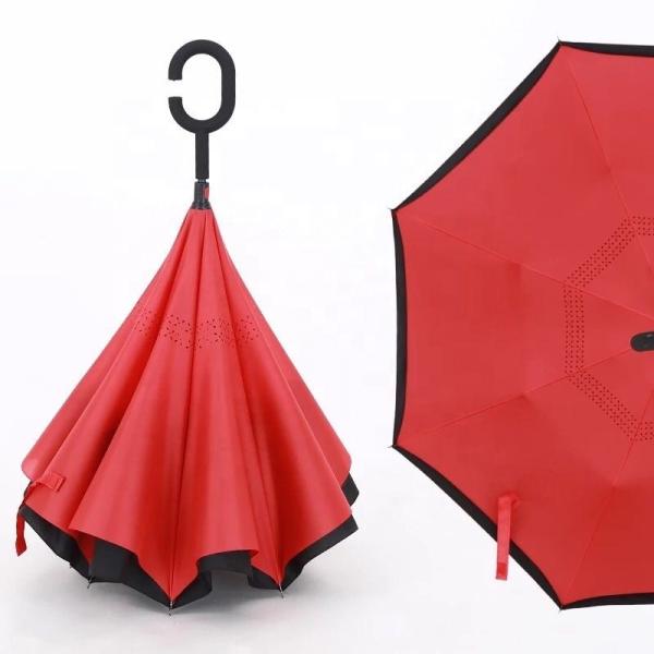 Quality Colorful 23inch 8k 190T Pongee Personalized Compact Inverted Reverse C Handle for sale