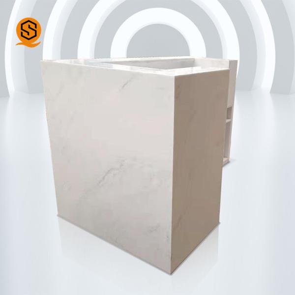 Quality Small Reception Desk Office Front Counter White Stone Solid Surface Reception for sale