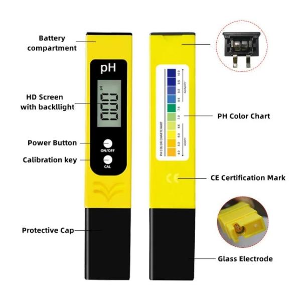 Quality Power Supply 2*1.5V LR Button Battery PH Meter High Precision Water Tester for for sale