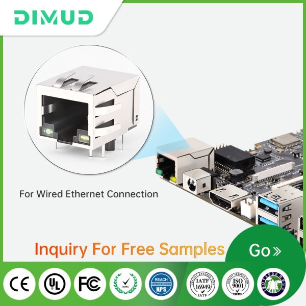 Quality DGKYD RJ45 10P8C Network Jack with Dual-Color LED 6U Gold Plating for sale