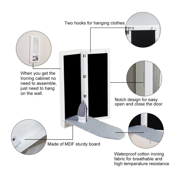 Quality Multifunctional 8KG Full Length Mirrored Wall Mounted Ironing Cabinet for sale