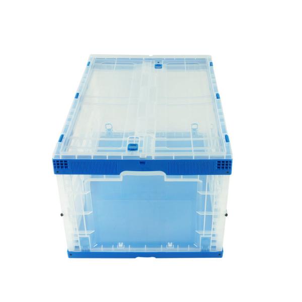 Quality 650*440 mm Series Plastic Collapsible Tote Boxes Attached Lids Stacking for sale
