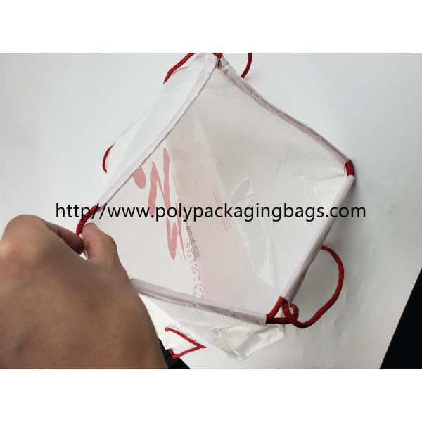 Quality Two Layer CPE / LDPE Plastic Drawstring Backpack Bags With Logo for sale