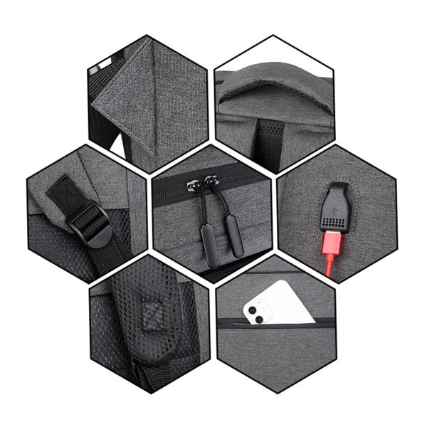 Quality OEM ODM Portable 15.6 Inch Laptop Backpack Oxford smart work rucksack with USB for sale