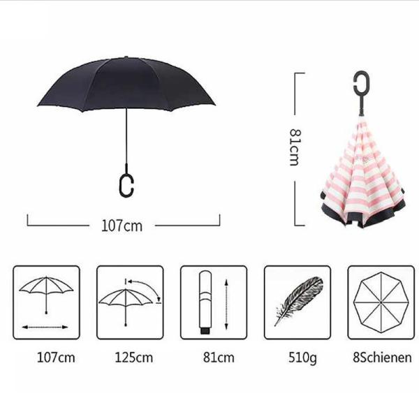 Quality Straight Umbrella 8K 23inch 190T Pongee Inverted Double Layer C Handle Manual for sale