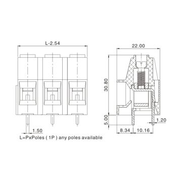 Quality 20-6AWG Power Terminal Block / CET10 12.7mm Pitch Terminal Strip Connector for sale