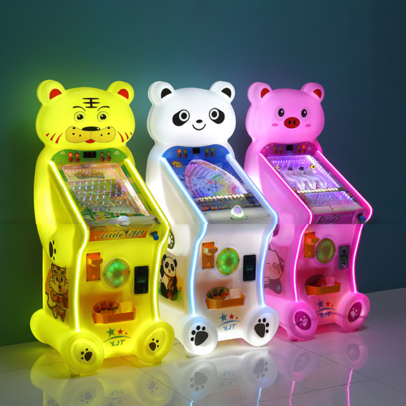 Side view of arcade game machine showing dimensions