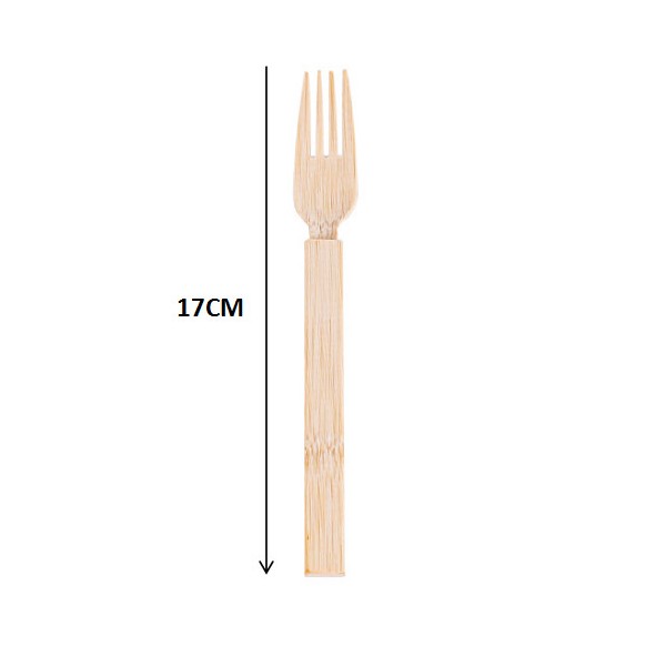 Quality 17cm Eco Friendly Disposable Bamboo Cutlery Biodegradable Wooden Picnic Forks for sale