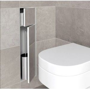 Quality Stainless Steel Recessed Toilet Brush Cabinet Modern 595x145x140mm For Bathroom for sale