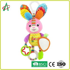 Quality EN71 25cm Soft Plush Baby Rattles With Teeth Chew And Mirror for sale