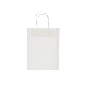 Quality White Shopping Kraft Paper Bags With Handles 8" X 4 1/2" X 10 1/4" for sale
