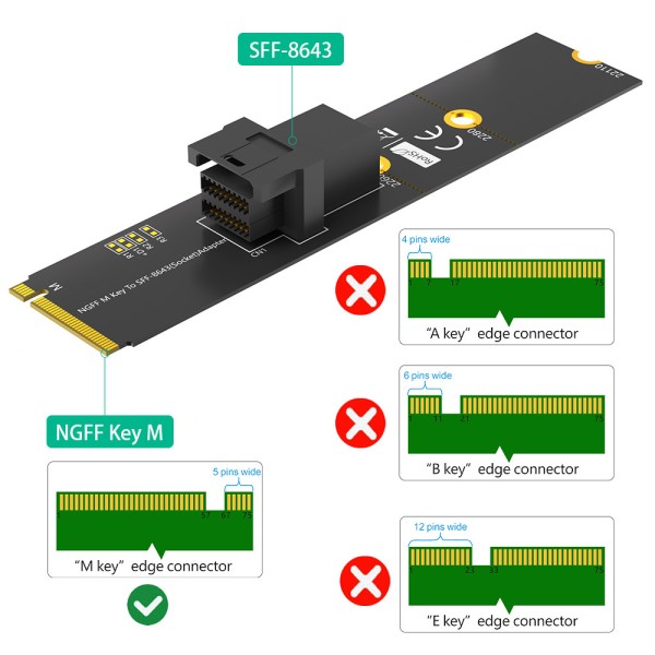 Quality NVMe SSD M.2 Module With Mini SAS HD SFF-8643 Adapter Connector for sale