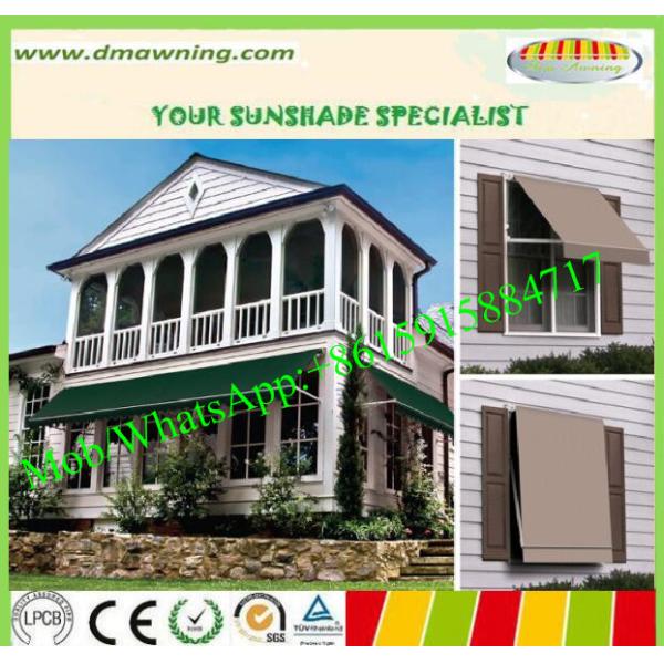 Quality Aluminum Drop Arm Electric Retractable Window Awnings Remote Control for sale