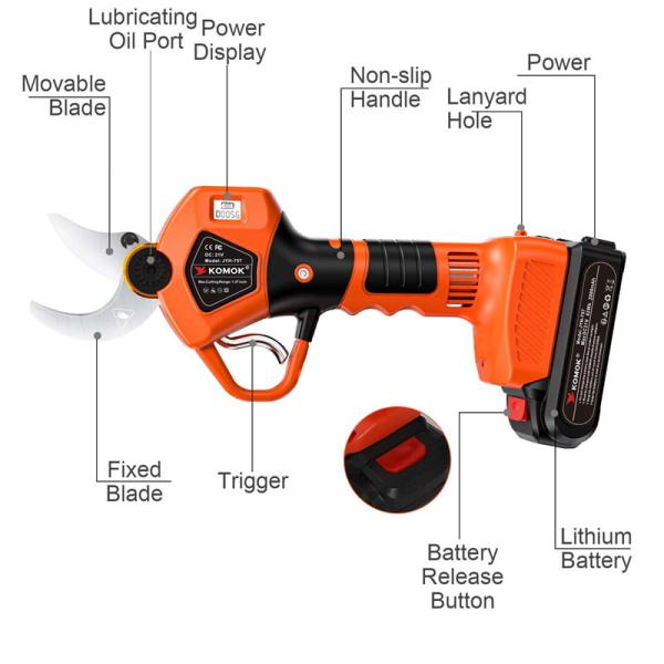 Quality Wireless Electric Cordless Pruning Shears 40mm With 2 Rechargeable Batteries 21V for sale