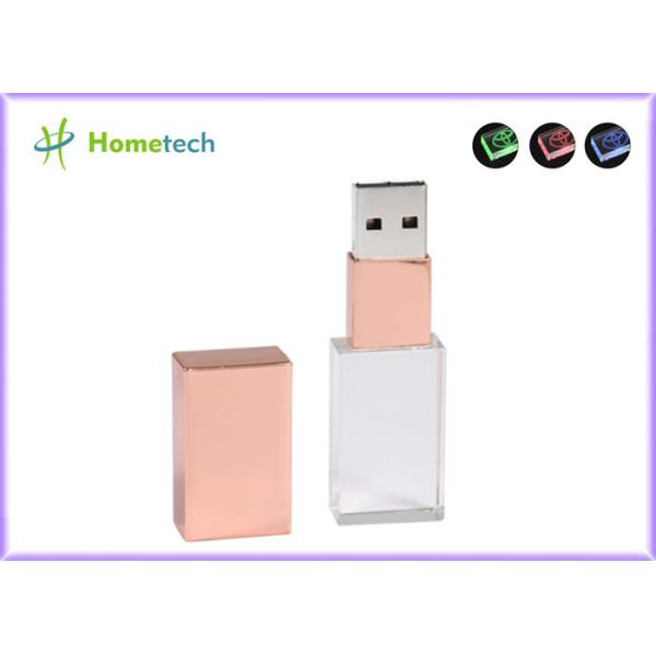 Quality High speed USB2.0/3.0 custom shape USB flash drives promotional LED crystal USB flash drive for business gift for sale