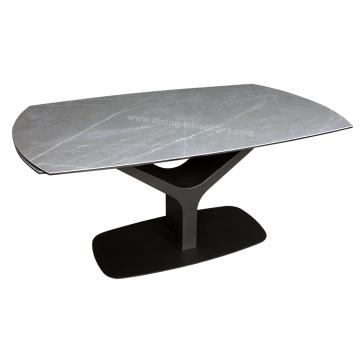 Quality Large Tempered Glass Extendable Dining Table Ceramic Topped For 10-12 Seats for sale