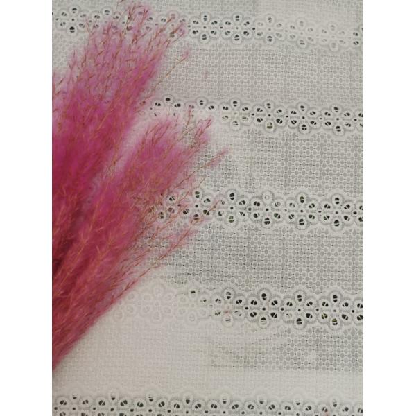 Quality Linear Broderie Embroidered Eyelet Fabric 100% Cotton Nightgown Fabric for sale