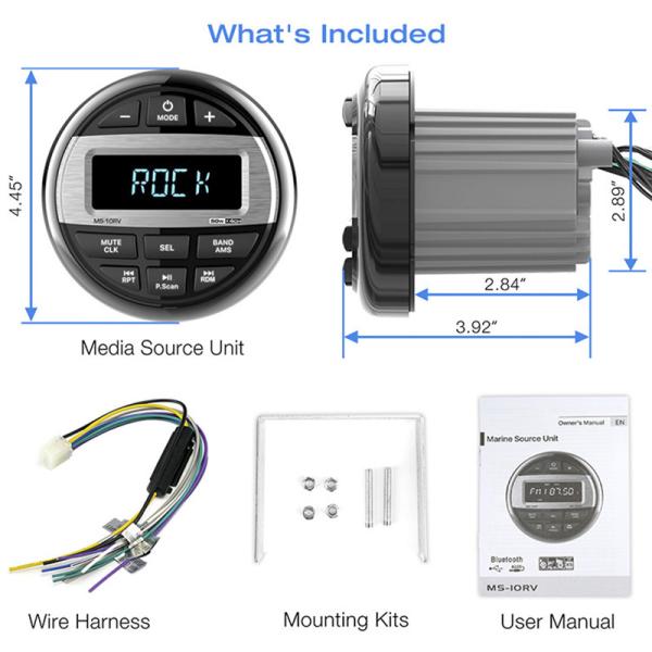 Quality GRANDnavi Universal Marine Stereo Single Din Waterproof Level IPX5 MP3 for sale