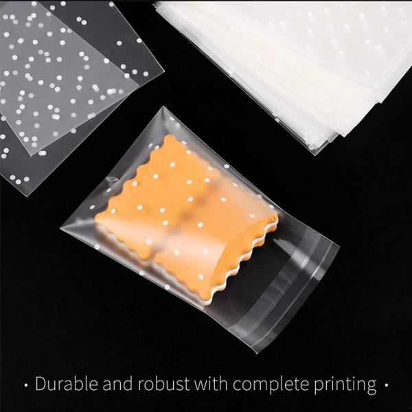 Quality 7x7cm Self Adhesive Clear Opp Bag , Banquets Polka Dot Candy Bags for sale