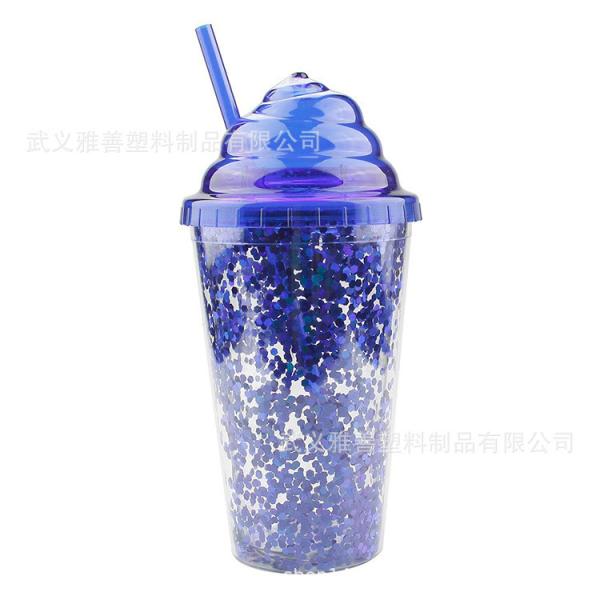 Quality Cream Straw Cup Girl-Themed Plastic Double-Layer Water Cup Gift Logo Customization for sale