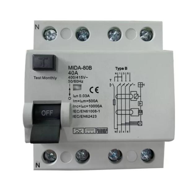 Quality B Type Electrical RCCB Protected Circuits 2 Pole 4P 30mA DC 6mA for sale