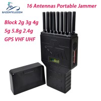 Quality DC 12v 12w 20m 16 Antennas 5G Signal Jammer Blocker Cell Phone Signal Jammer for sale
