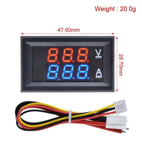 Quality DC 0-100V 10A Digital Volt Amp Meter Ac 0.28" Red Blue Drive IC for sale