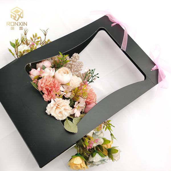 Quality Black Foldable Bouquet Packaging Boxes , Bouquet Cardboard Box Elegant for sale